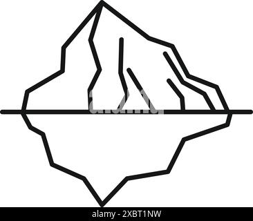 Simple line drawing of an iceberg floating on the ocean with a visible ...