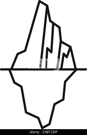 Line drawing of an iceberg floating with a large section hidden under ...