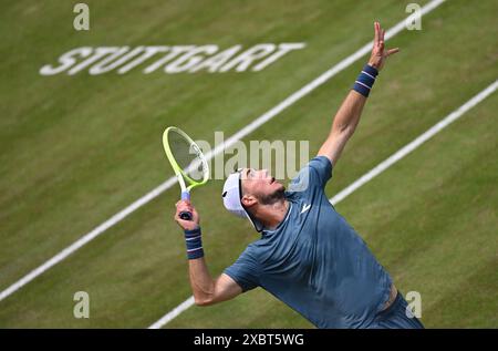 Stuttgart, Germany. 13th June, 2024. Christina Eisenbarth, founder of Hydroskin, shows a ...