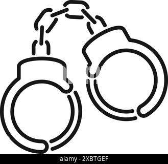 Line art icon of a pair of handcuffs, representing security, law ...