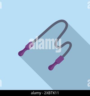 Skipping rope is lying on a purple background, casting a long shadow ...