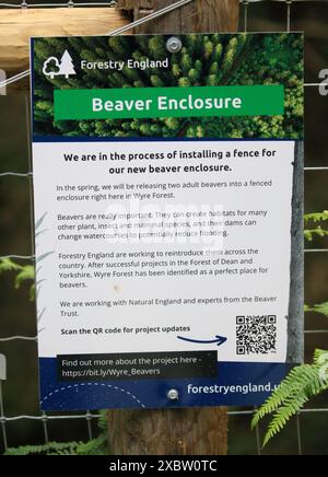 Information signs on the Beaver enclosure in the Wyre forest ...