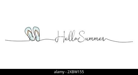 flip flops hand drawn. lineart continuous line drawing. Single line ...