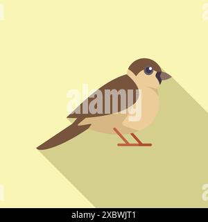 Minimalist illustration of a little sparrow standing, an image with a ...