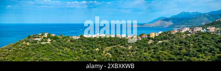 Aerial view of a village named Piqeras in the Albanian Riviera Stock ...