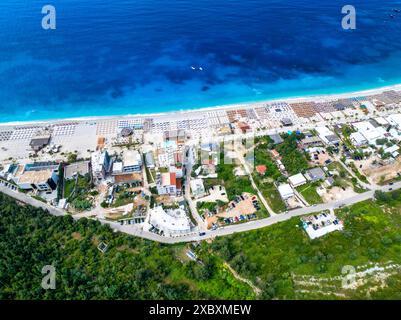 Aerial image of Dhermi beach in the Albanian Riviera Stock Photo - Alamy