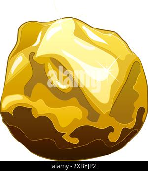 Large natural gold nugget. Vector illustration of a gold nugget with a ...