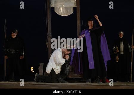 Ralswiek, Germany. 13th June, 2024. Moritz Stephan (r) as Klaus ...