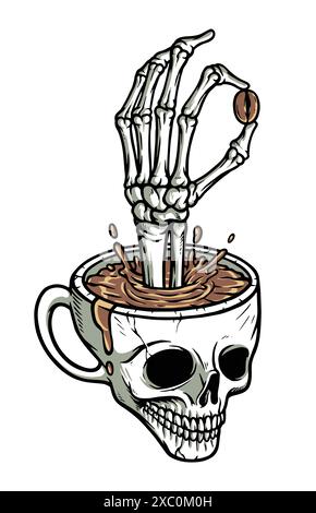 Coffee and skull head illustration Stock Vector Image & Art - Alamy