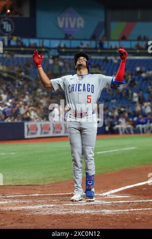 Tampa Bay Rays' Christopher Morel reacts after hitting a double during ...