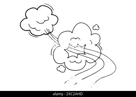Comic speed motion effect, clouds way, trail set fast wind swirl, puff ...