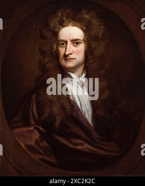 Sir Isaac Newton (1642-1727), portrait of the English physicist and ...