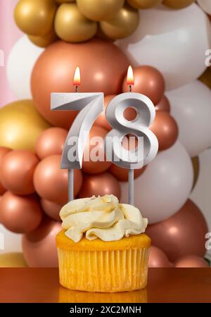 Birthday candle number 78 - Birthday celebration on black background ...