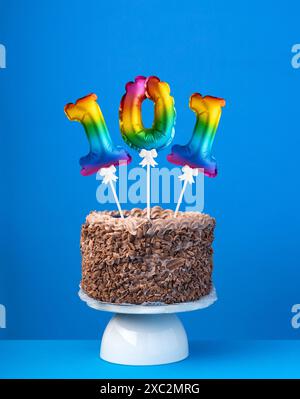 Multicolored balloon for number 101 celebration. Happy birthday on ...