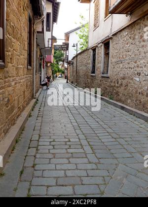 Narrow street of an old town of Antalya resort in Turkey Stock Photo ...