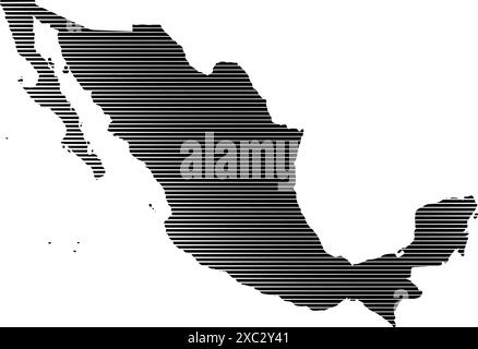 Mexico map with a lined pattern vector illustration Stock Vector Image ...