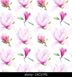 Purple magnolia blossom soft pink tones hand painted watercolor ...