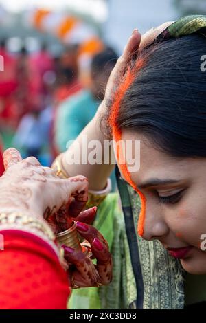 indian Married Hindu women attending vermilion holy rituals at ...