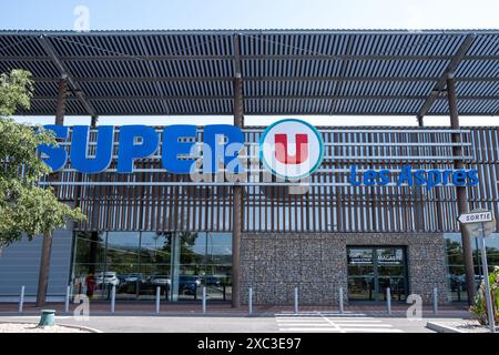 Super U supermarket in the town of Thuir in the Pyrenees-Orientales ...