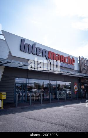 Intermarche supermarket in the town of Thuir in the Pyrenees-Orientales ...
