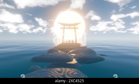 Pathway to Tranquility: Modern 3D Representation of a Traditional Torii ...