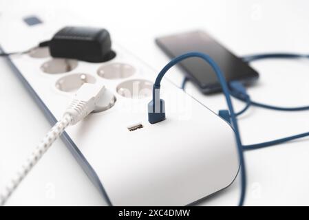 Electric power strip. Multiple devices connected, smart sockets Stock ...