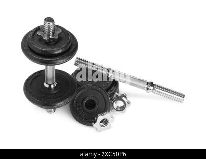 Barbell and parts of one isolated on white Stock Photo - Alamy