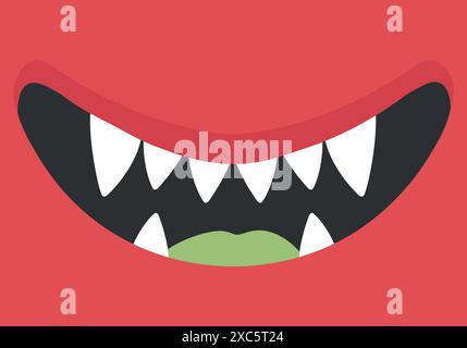 Cartoon smiling monster mouth with fangs. Monsters teeth. Vector ...