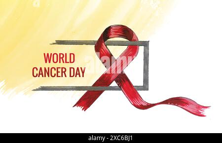 Hand draw watercolor realistic ribbon for world cancer day Stock Vector ...
