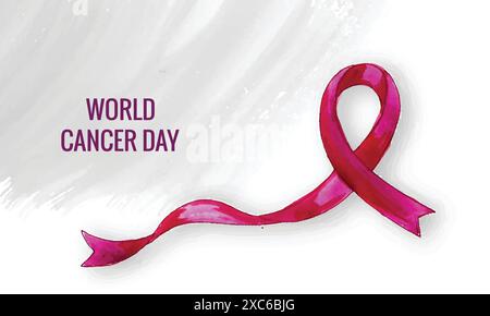 Hand draw watercolor realistic ribbon for world cancer day design Stock ...