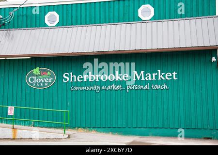 Sherbrooke Market grocery store sign on Main Street in Sherbrooke, Nova ...