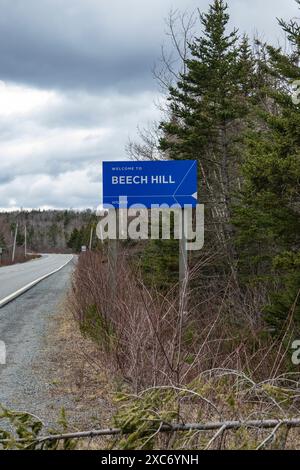 Welcome to Beech Hill sign on highway 7 in Nova Scotia, Canada Stock ...