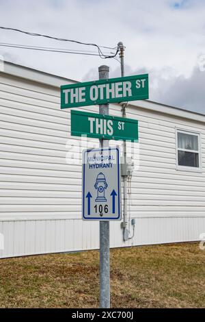 This and That Street signs in Porters Lake, Nova Scotia, Canada Stock ...