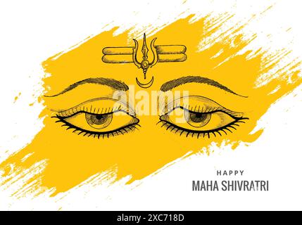 Hand draw hindu lord shiva sketch for indian god maha shivratri card ...