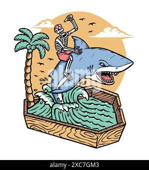 Skull cartoon in character with love cute emoticon. Vector illustration ...