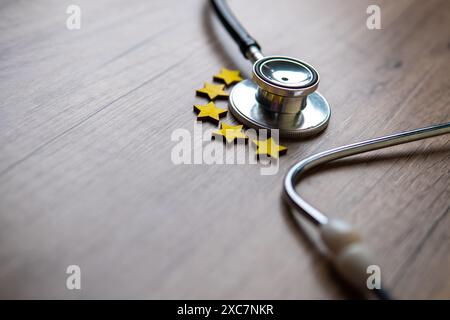 Five stars and stethoscope as concept of patient satisfaction Stock ...