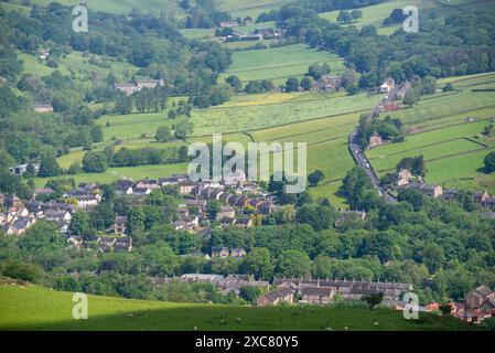 aerial view of Hayfield village in High Peak Parish, Derbyshire Stock ...