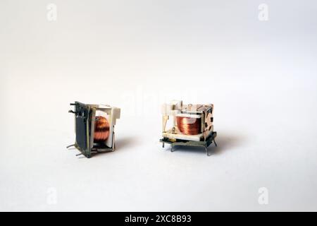Inside of electromechanical power relays. Relay is an electrically ...