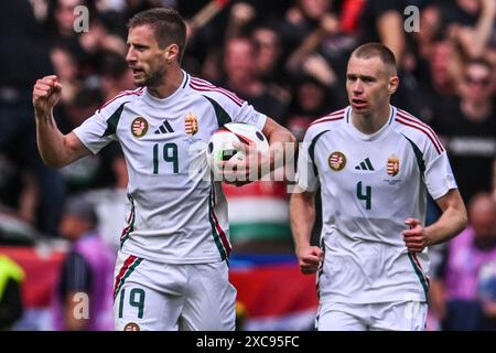 Hungary's Barnabas Varga celebrates after scoring his side's second ...