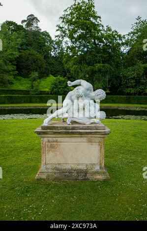 Statue of Hercules fighting Antaes at Studley Royal water gardens ...