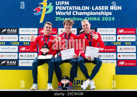 Czech modern pentathletes Martin Vlach, Matej Lukes, Marek Grycz (in ...