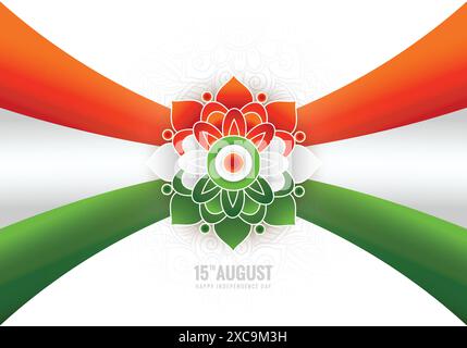 Beautiful tricolor mandala floral with indian flag wave card background ...