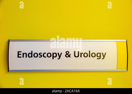 Signs in an NHS hospital - endoscopy and urology Stock Photo - Alamy