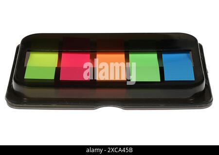 index tabs in dispenser isolated on white background Stock Photo - Alamy