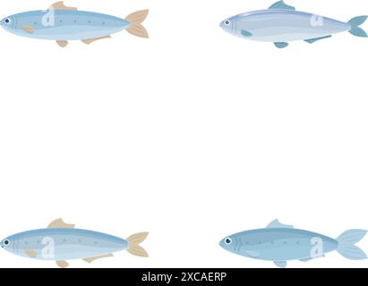 Collection of four cute animated fish characters isolated on white ...