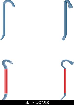 Set of four crowbars with different views isolated on a clean white ...