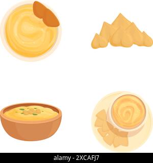 Vector illustrations of different dips with chips, perfect for party ...