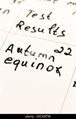 September 22 autumn equinox calendar Photo Stock Photo - Alamy