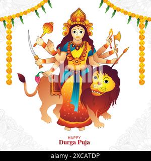 Indian god durga in happy durga puja subh navratri background Stock ...