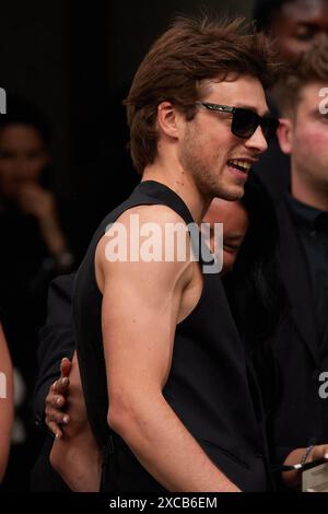 Luca Apple arrives at the Emporio Armani fashion show during the Milan ...